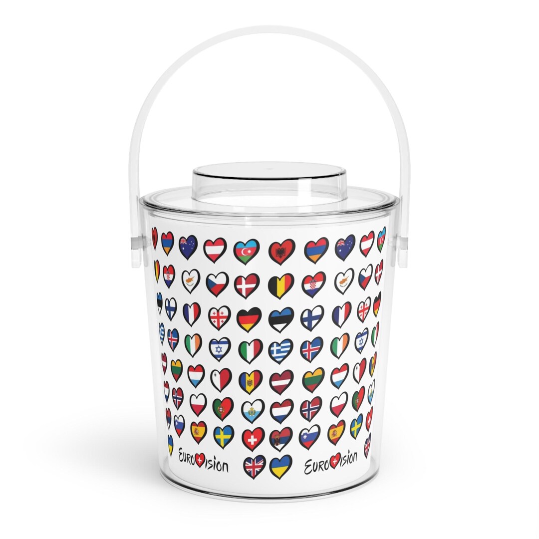 Ice Bucket, Eurovision Switzerland 2025, With Acrylic Tongs 3, Gift for ...