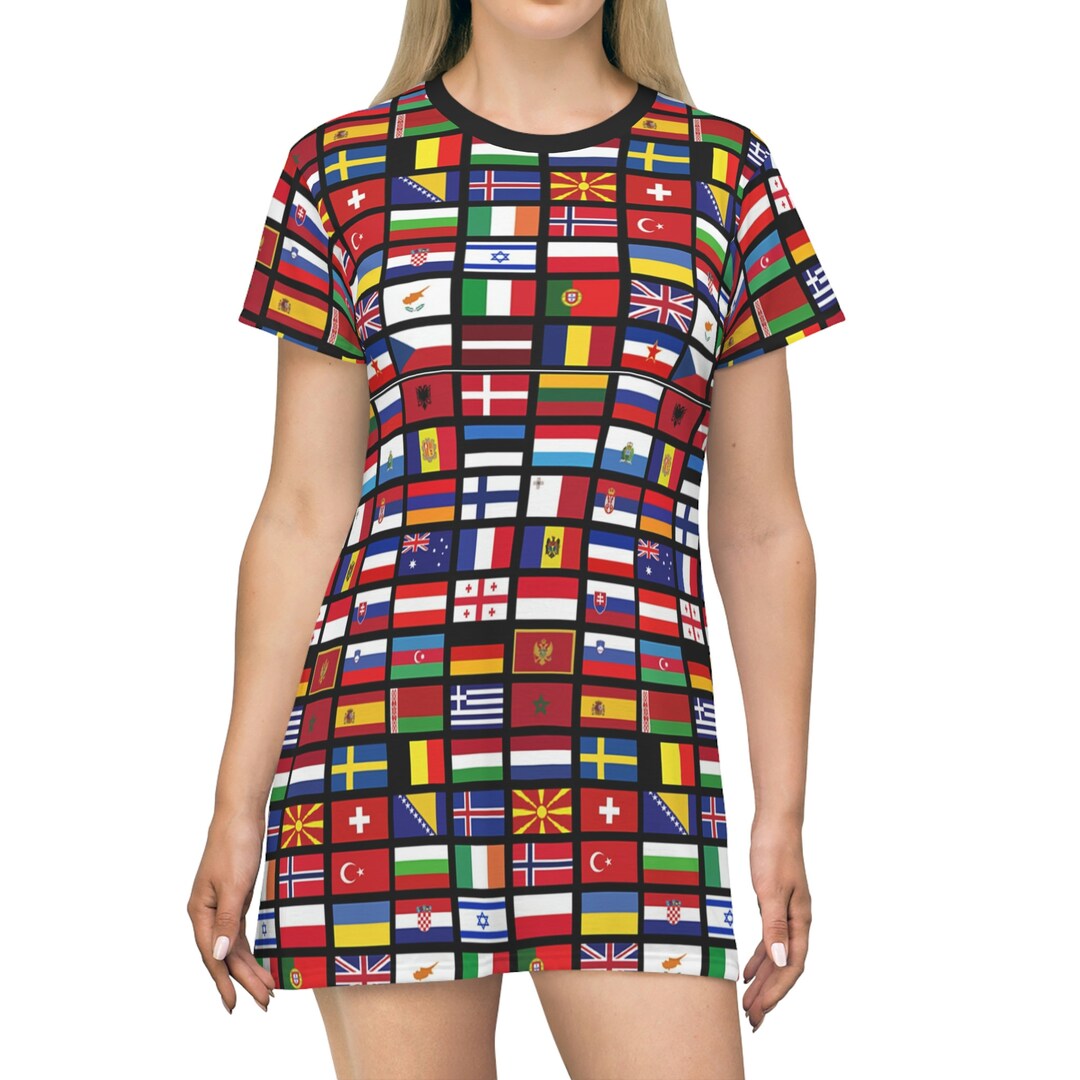Show Your Eurovision Spirit! T-shirt Dress With All Contest Flags ...