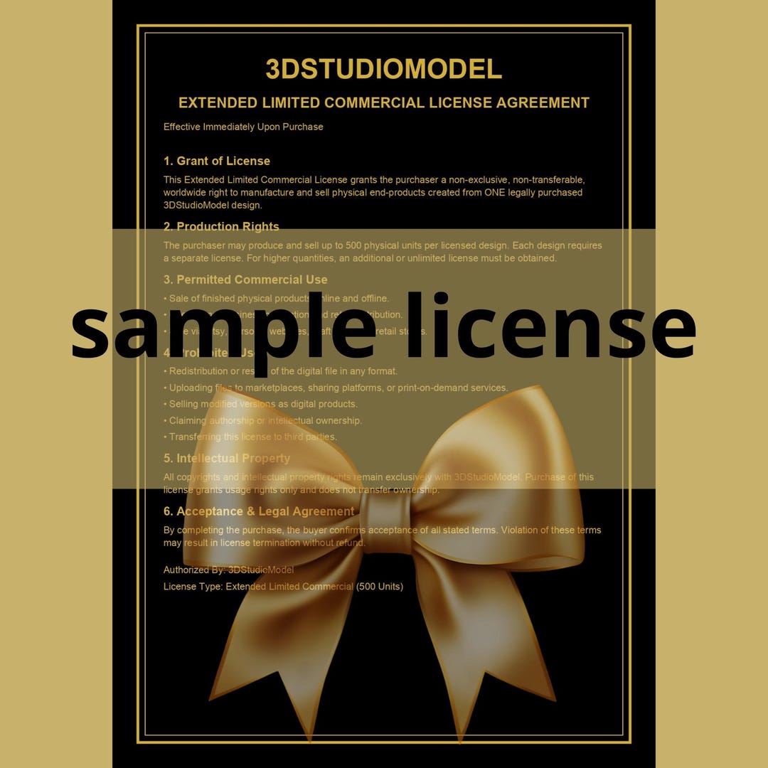 Extended Commercial License for 3D Print Files | Sell 500 Physical ...
