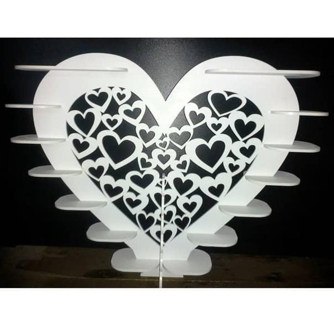 Layout File of Carved Heart-shaped Cake Stand With 7 Tiers in CDR ...
