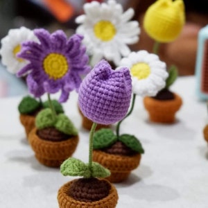 5in1 PDF File Mini Crochet Flower Pot, Crochet Flowers Pot Pattern ...