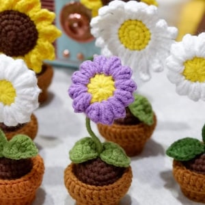 5in1 PDF File Mini Crochet Flower Pot, Crochet Flowers Pot Pattern ...