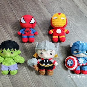 Bundle 10 PDF File Amigurumi Crochet Pattern - Super Hero Keychains (US ...