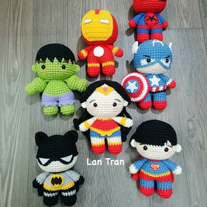 Bundle 10 PDF File Amigurumi Crochet Pattern - Super Hero Keychains (US ...