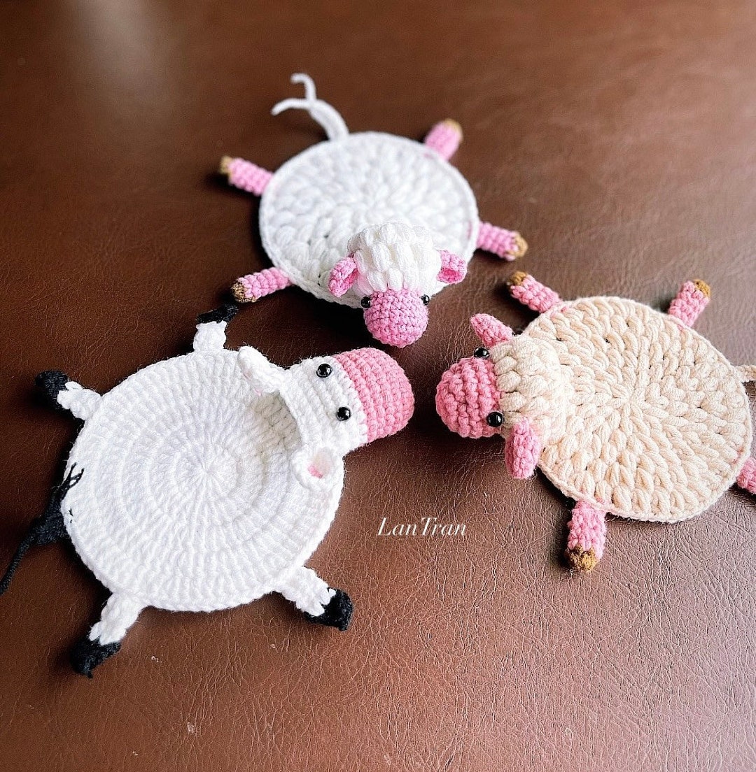 Bundle 3 in 1 PDF Crochet Pattern Cute Animal Coaster - Etsy