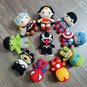 Bundle 10 PDF File Amigurumi Crochet Pattern - Super Hero Keychains (US ...