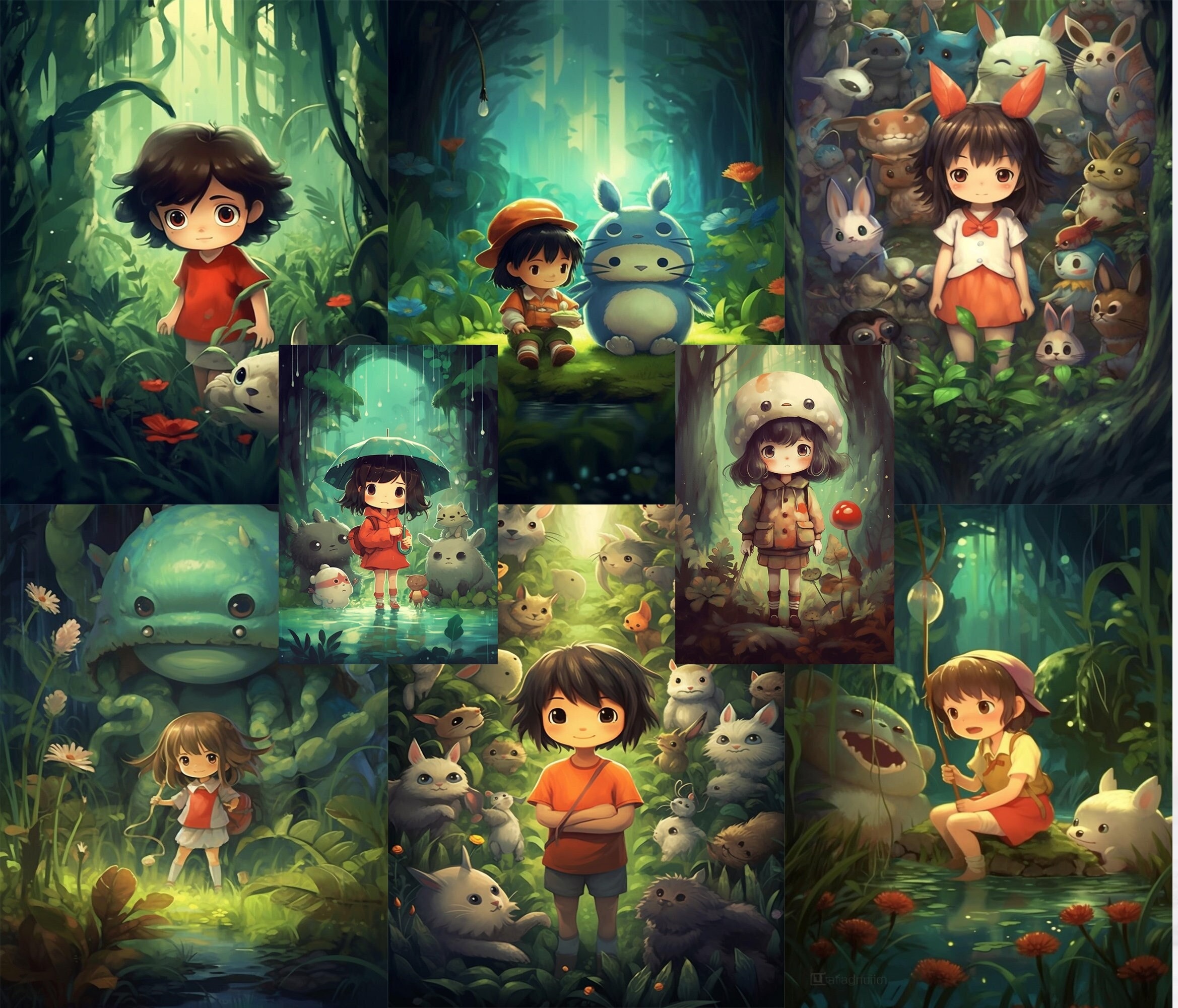 Chibi Studio Ghibli Style / Bundle of 8 Images /digital Download ...