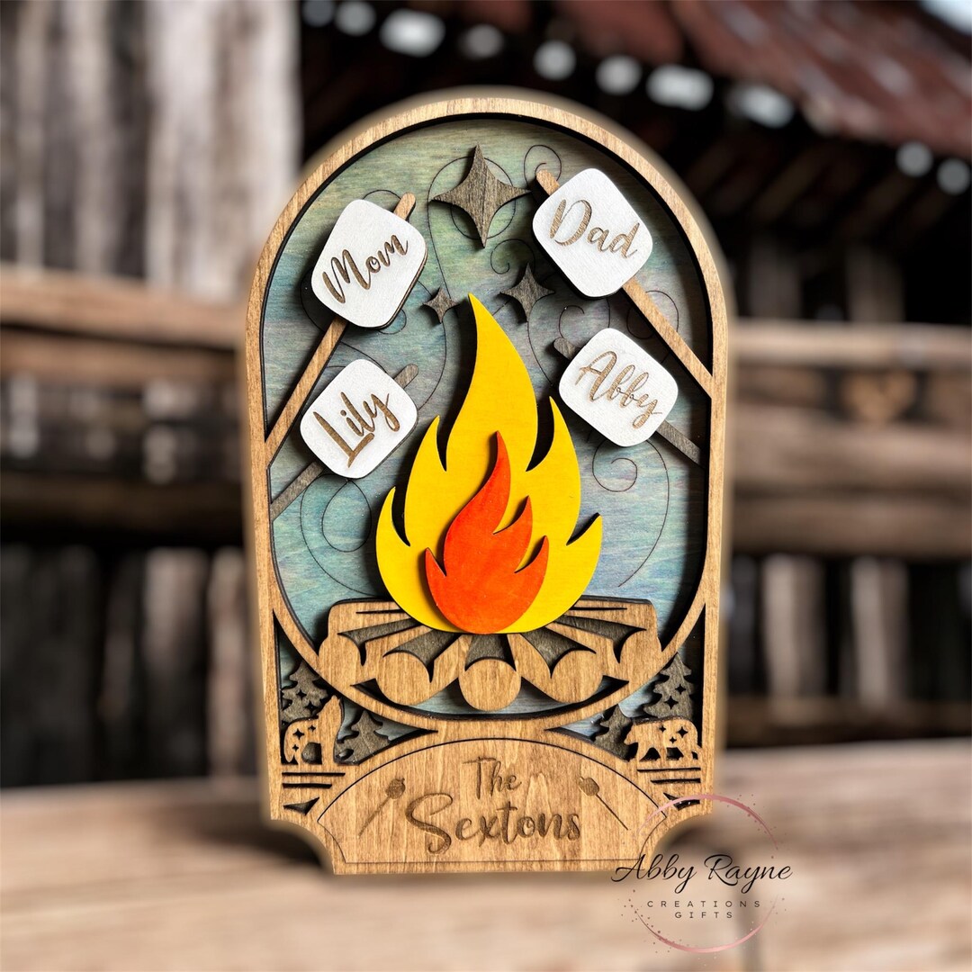 Personalized Campfire Wood Sign With Custom Marshmallow Names | Rustic ...