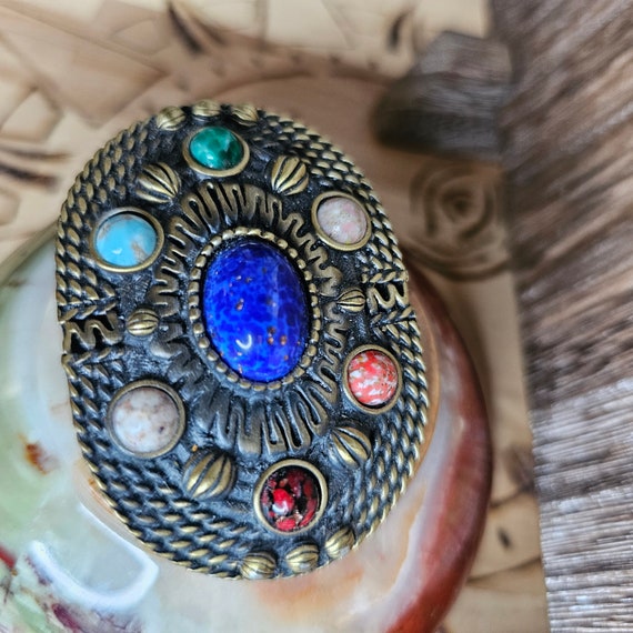 Vintage Paquette faux gemstone belt buckle 1980s - Gem