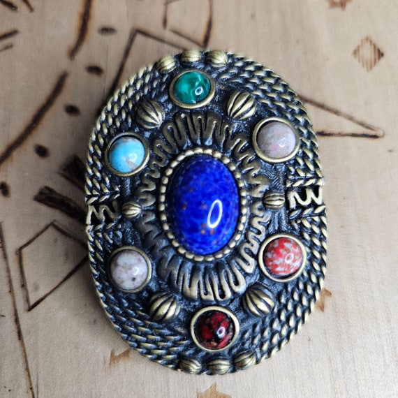 Vintage Paquette faux gemstone belt buckle 1980s - Gem