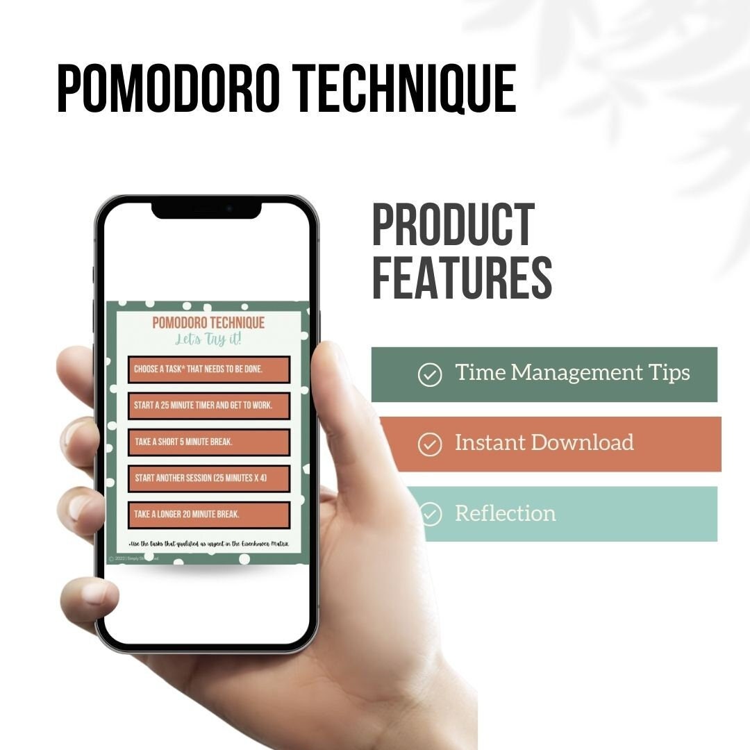 Pomodoro Technique Time Management Worksheets ADHD Management - Etsy UK