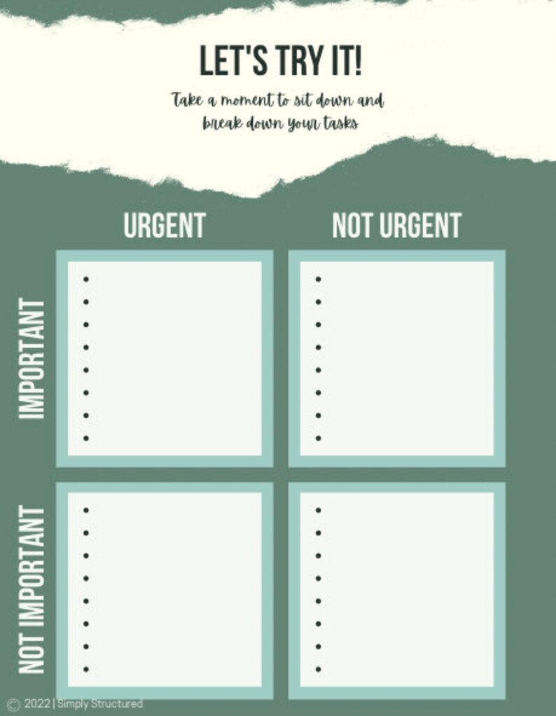 Eisenhower Matrix Worksheet | Time Management Strategies | Productivity ...