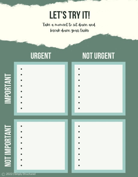Eisenhower Matrix Worksheet | Time Management Strategies | Productivity ...