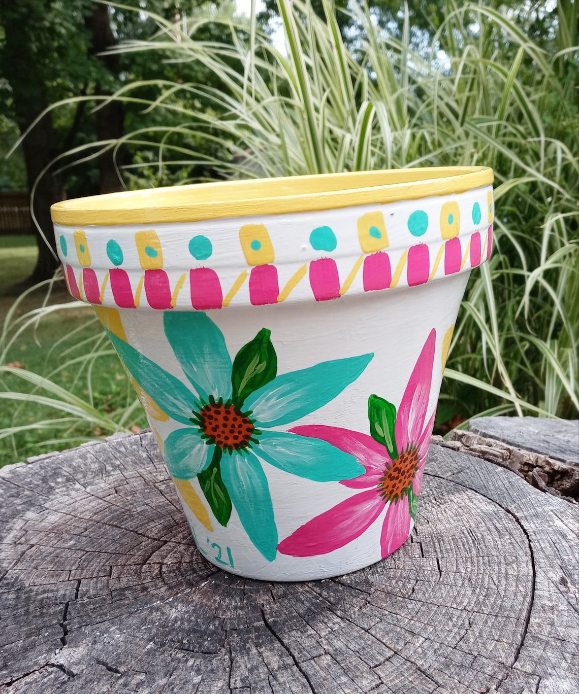 Hand Painted Terracotta Flower Pot - Etsy