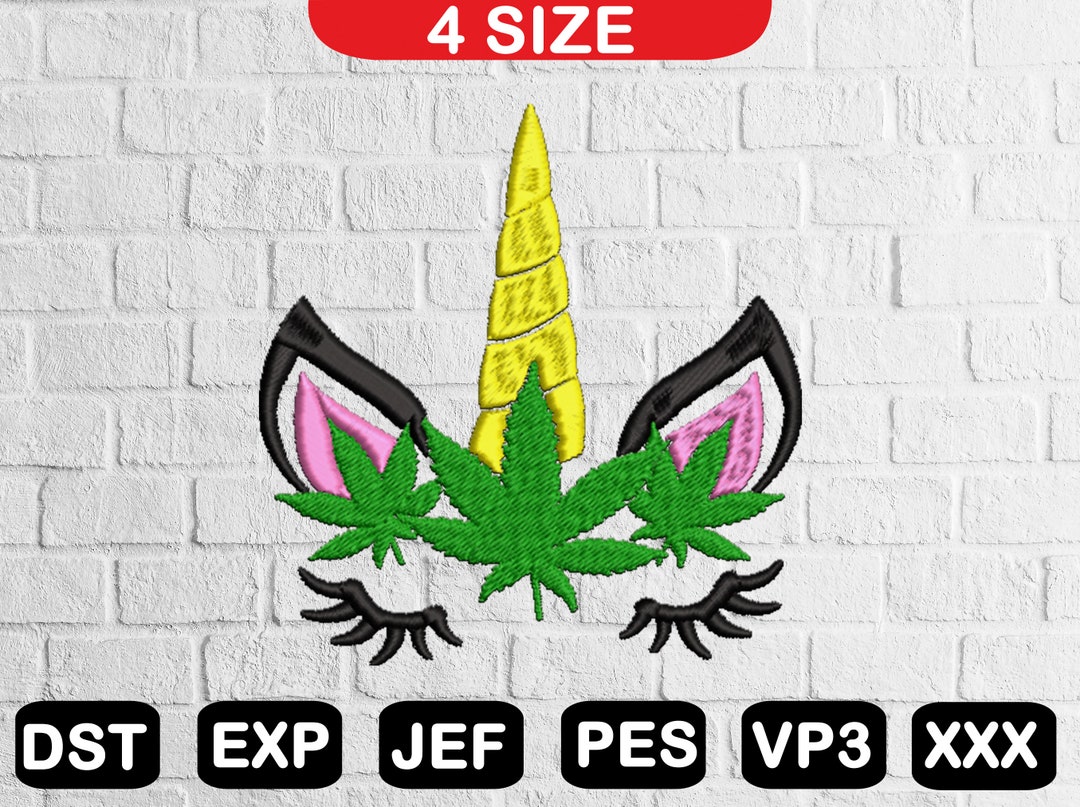 Unicorn Weed Embroidery Machine Files, Cannabis Unicorn Embroidery ...