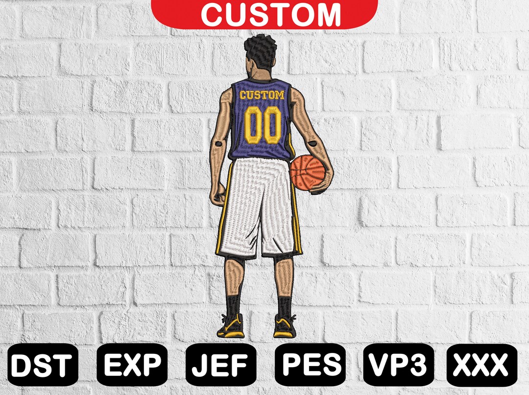 Custom Basketball Player Embroidery Design, Custom Name Basketball ...