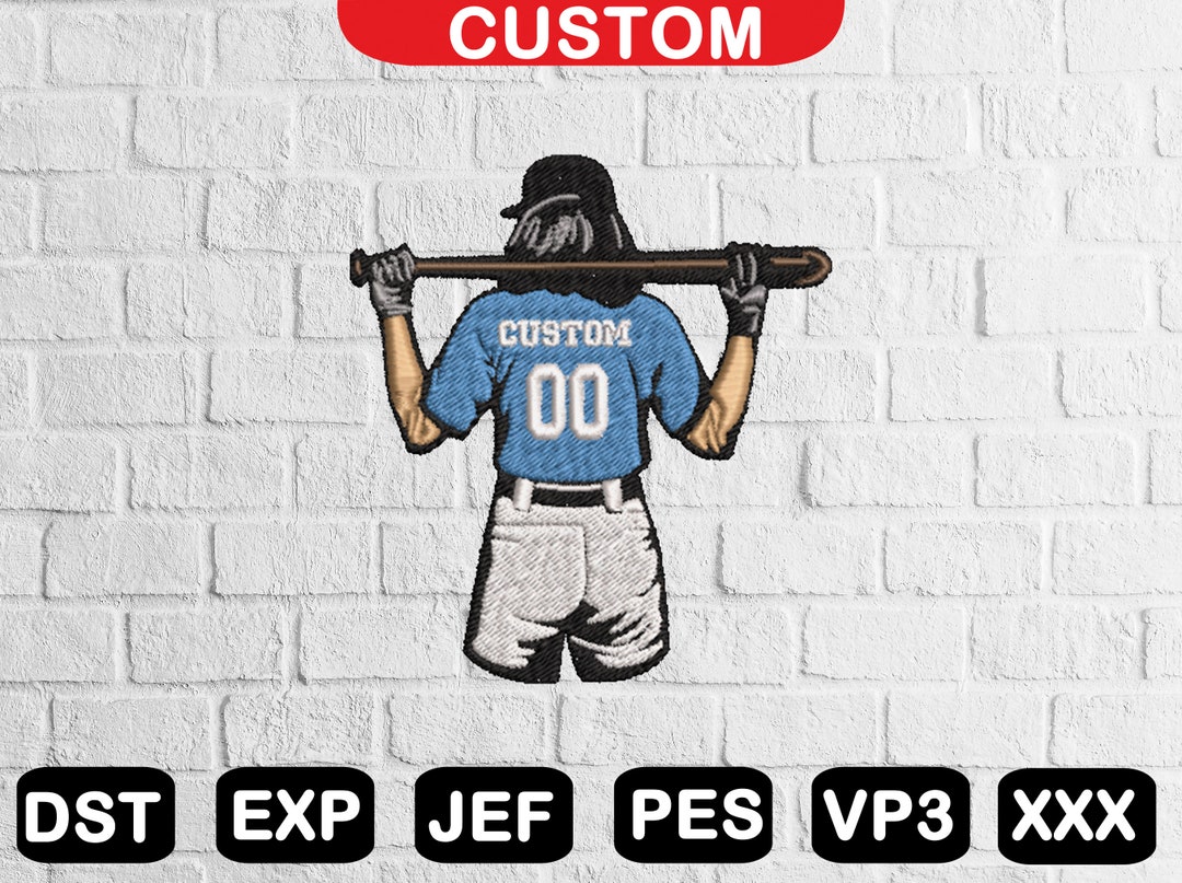 Customizable Baseball Player Embroidery Design, Softball Girl Name ...