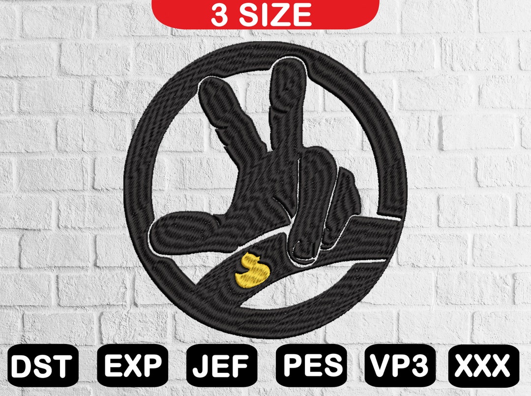 Duck Peace Hand Embroidery Machine Files, Duck Duck Wave Embroidery ...