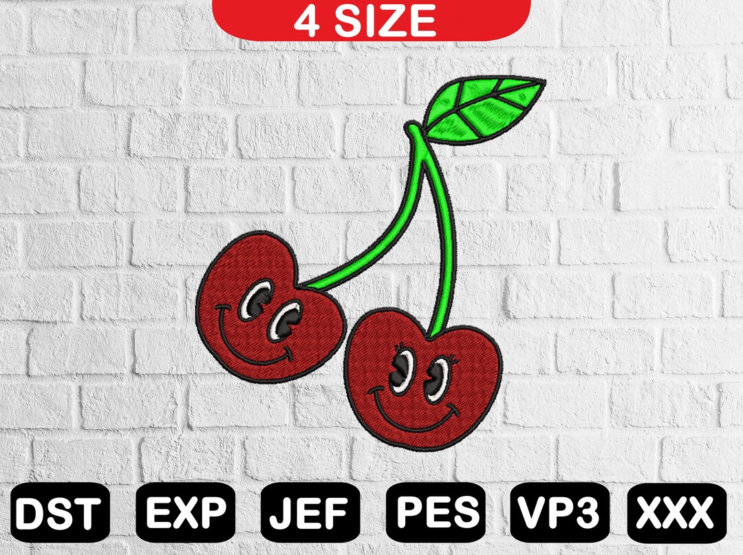 Cherries Smiley Face Heart Embroidery Machine Files, Funny Valentine's ...