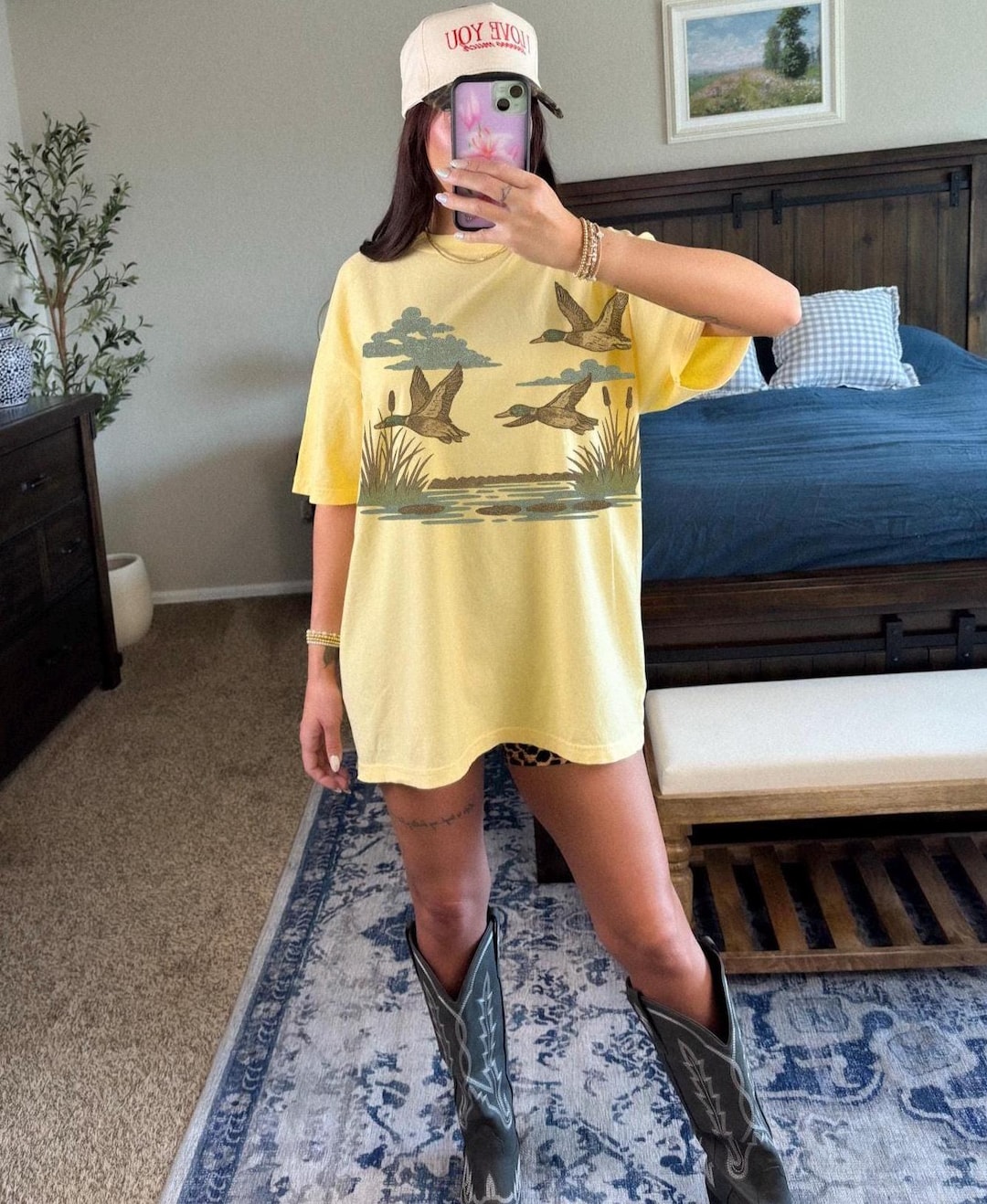 Retro Maillard Duck Graphic Tee: Comfort Colors Oversized Western ...