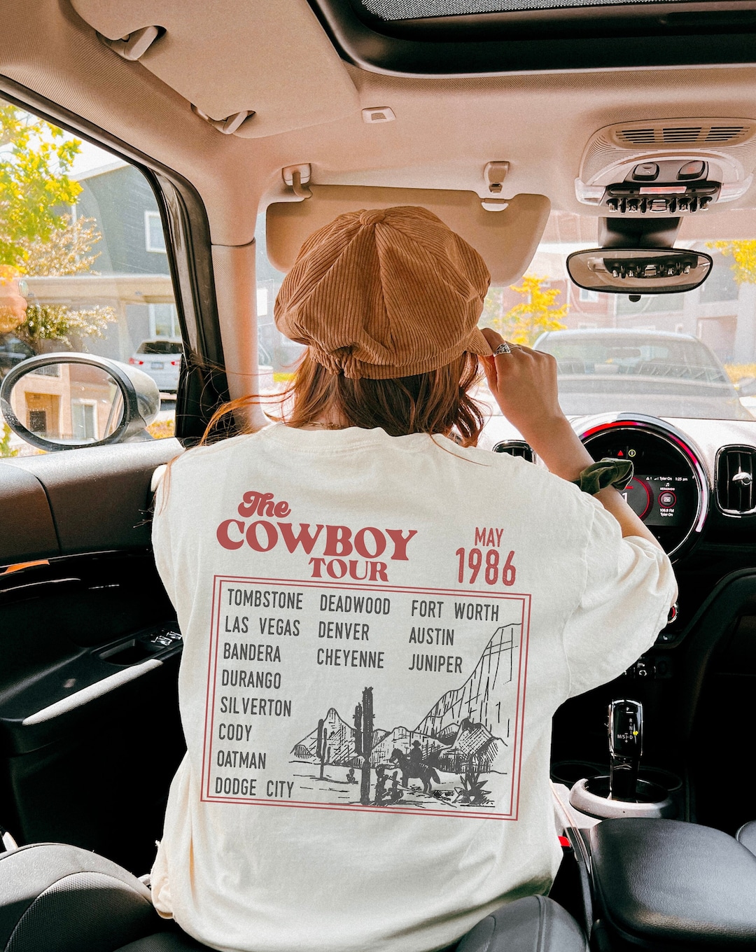 Comfort Colors Cowboy Tour Graphic Tee: Trendy Oversized Western T ...