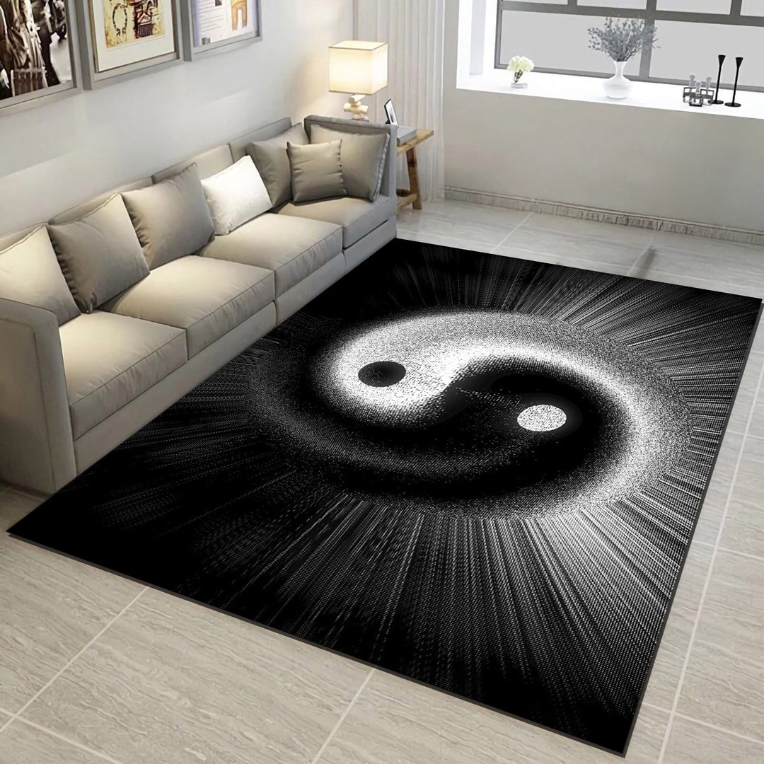 Ying Yang Rug, Black White Ying Yang Rug, Ying Yang, Ying Yang Decor ...
