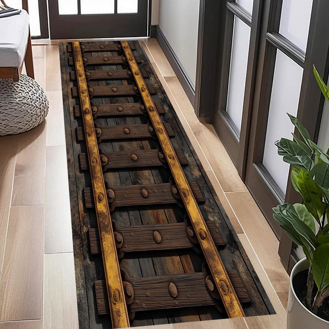 Train Track Rug,railroad Rugs,train Road Rug,train Way Rug,long Train ...