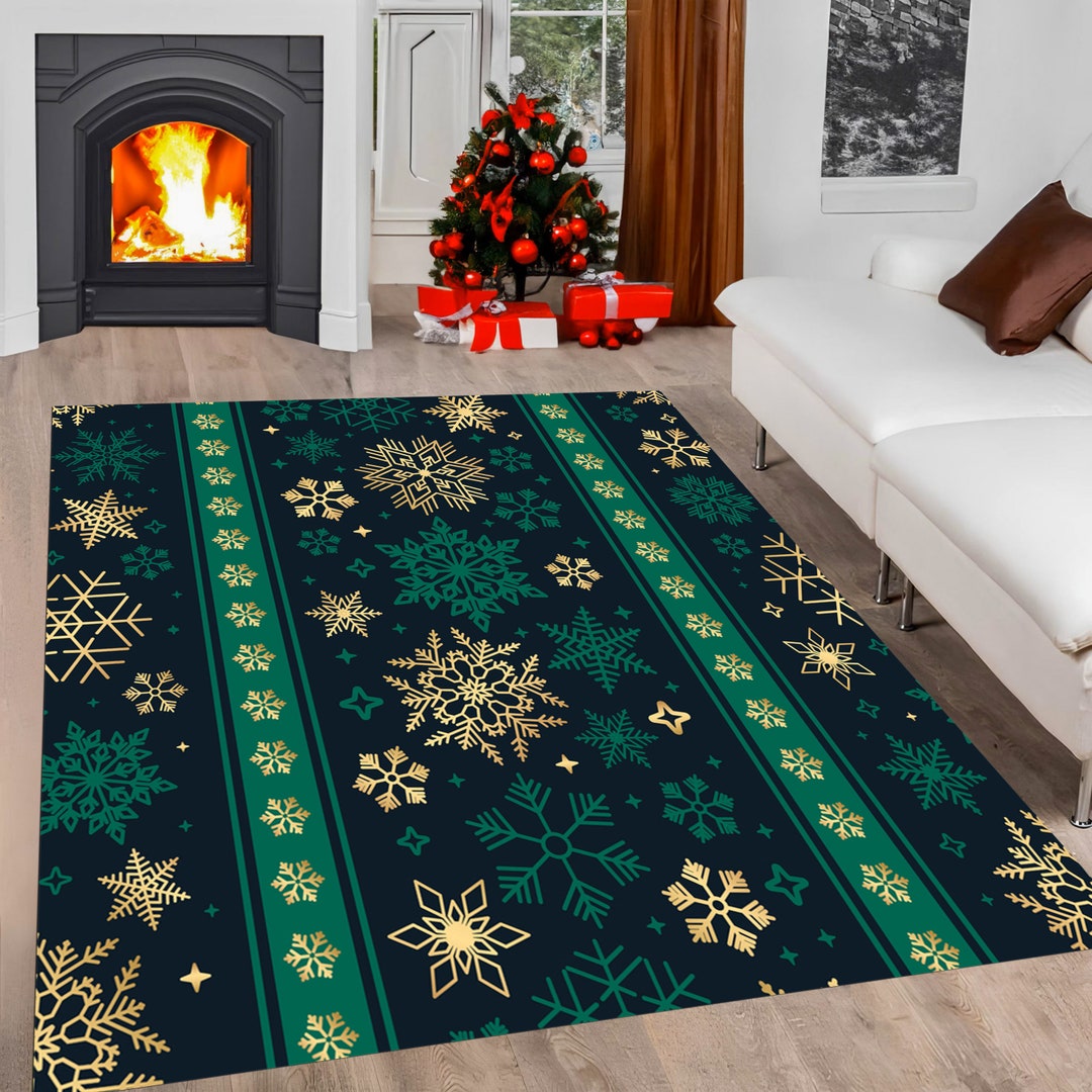Christmas Rug, Merry Christmas Rug, Christmas Gift Rug, Green Christmas ...