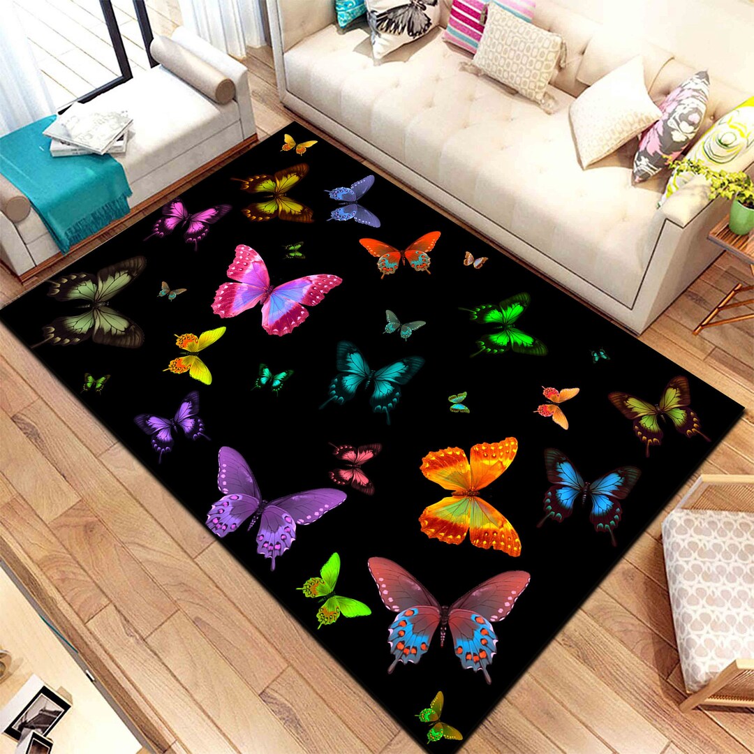 Butterfly Rug Butterfly Themed Rug Animal Rug Minimalist - Etsy