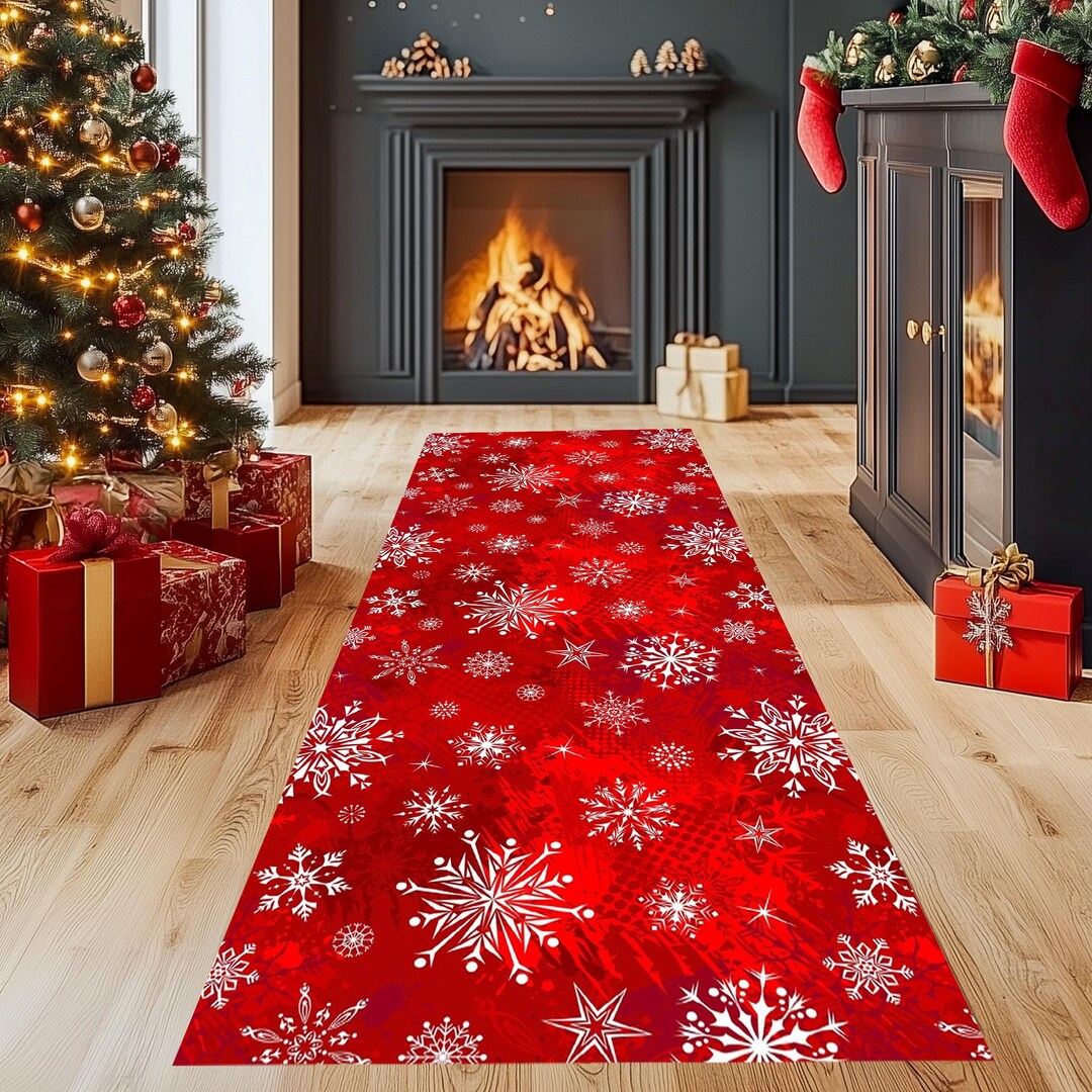 Christmas Rug,merry Christmas Rug,christmas Gift,new Year Rug,red ...