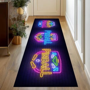 Neon Pinball Rug,retro Arcade Rug,pinball Long Rug,pinball Runner,gamer ...
