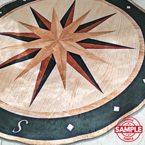 Compass Rose Rug,compass Pattern,round Compass Rug,nautical Rug ...