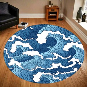 Ocean Wave Rug,sea Wave Rug,water Pattern Rug,summer Rug,round Rug ...