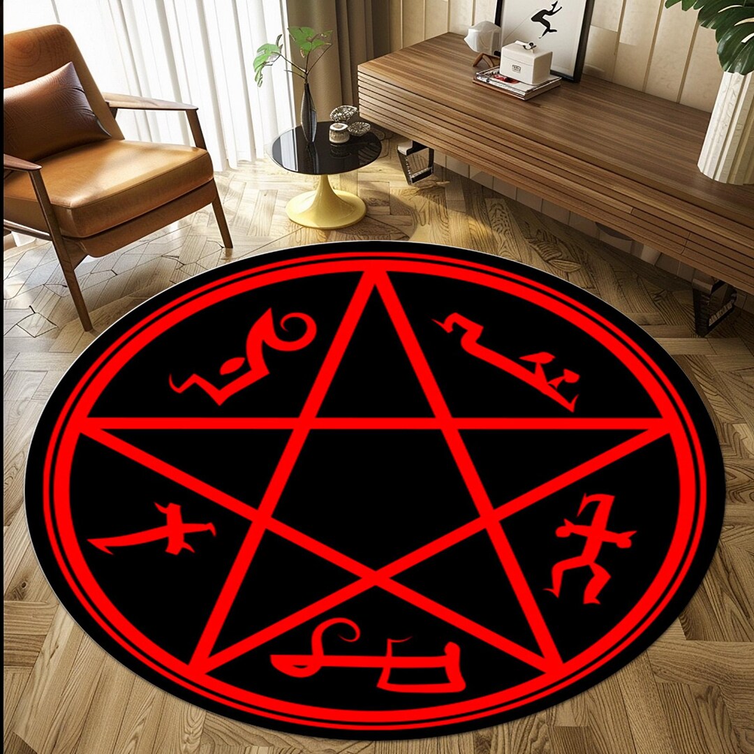 Pentacle Symbol Rug, Devil's Trap Rug, Pentagram Patterned Rug ...