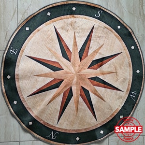 Compass Rose Rug,compass Pattern,round Compass Rug,nautical Rug ...