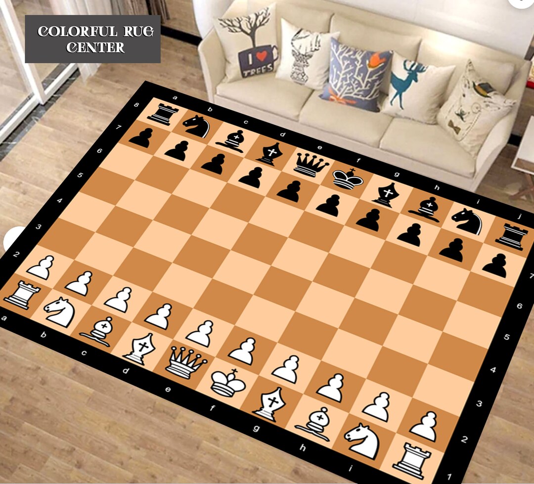 Chess Rug, Chess Set Rug, Game Room Rug, Kids Room Rug, Gift for Chess ...