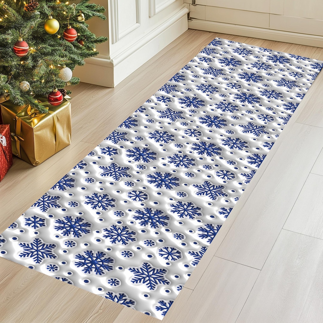 Christmas Rug,merry Christmas Rug,christmas Gift,new Year Rug,blue ...