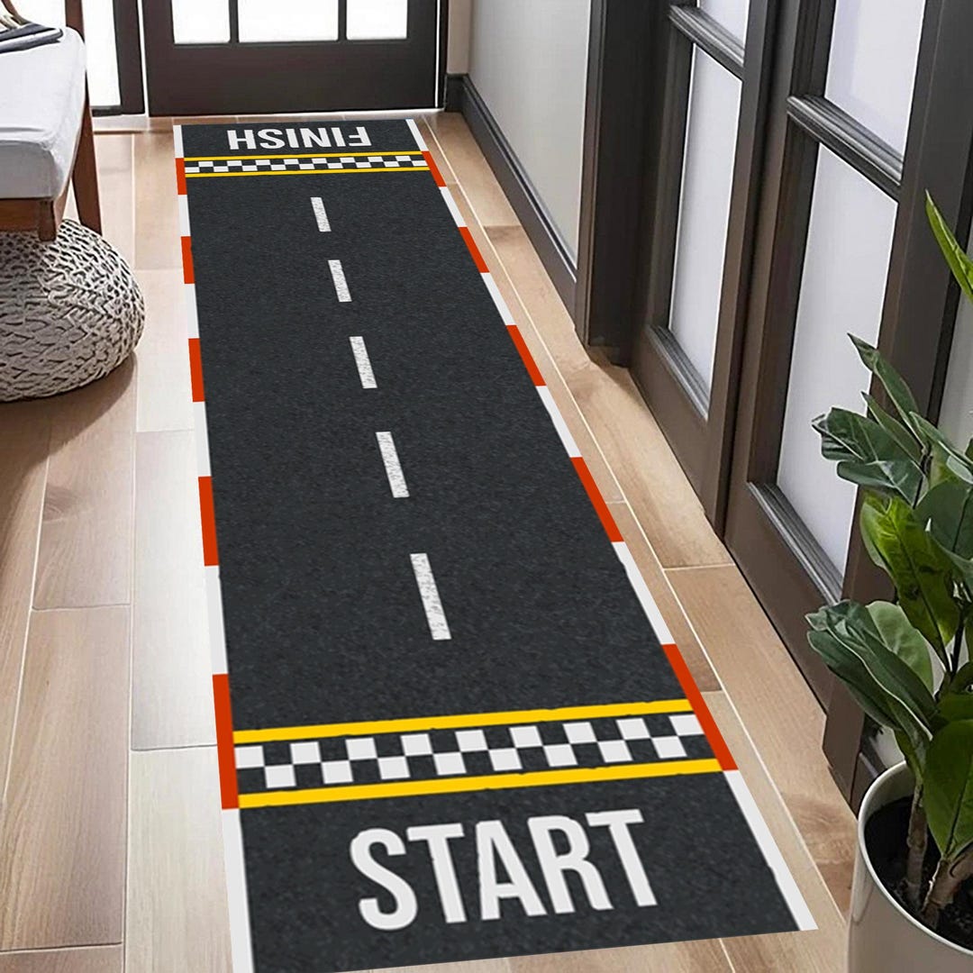Racetrack Runner Rug: Kids Room Road Rug, Non-slip - Etsy