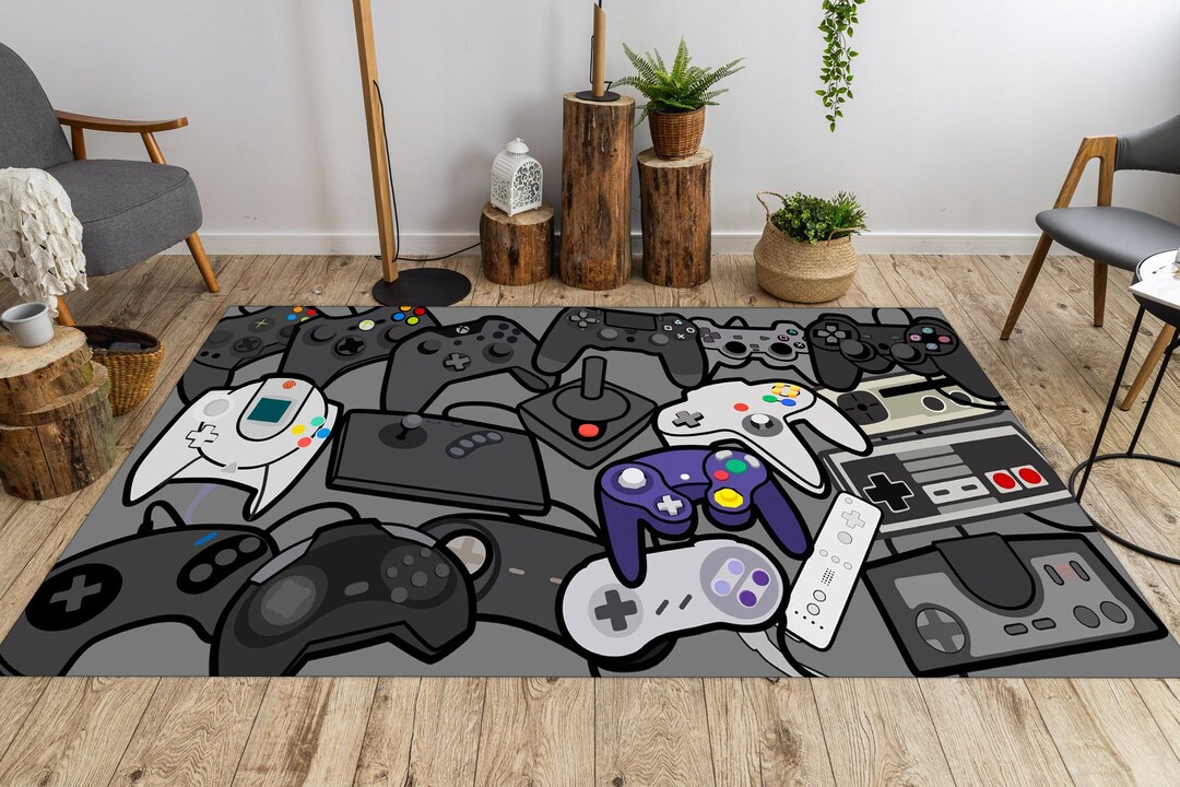 Game Over Joystick Pattern Rug Gamer Room Rug Home Decor - Etsy