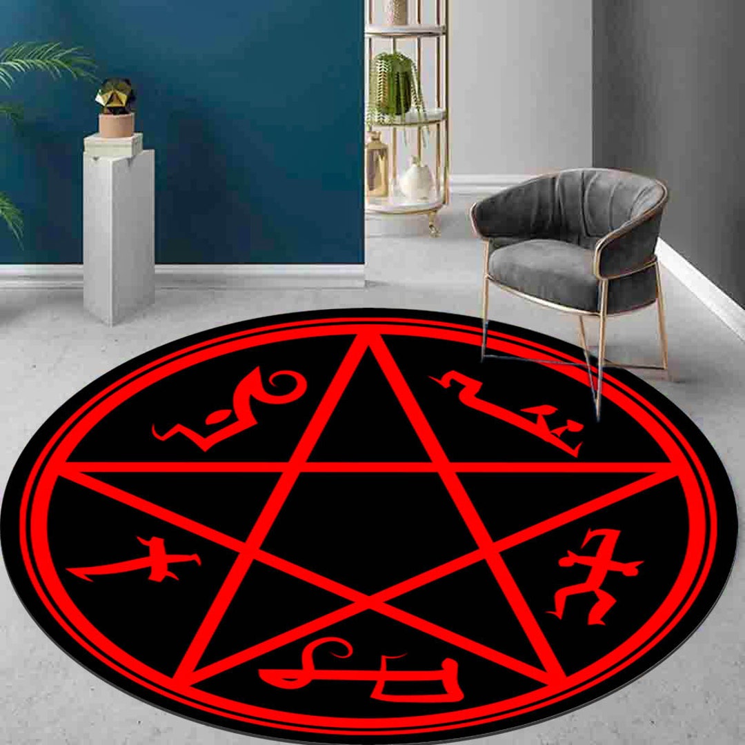 Pentacle Symbol Rug, Devil's Trap Rug, Pentagram Patterned Rug ...