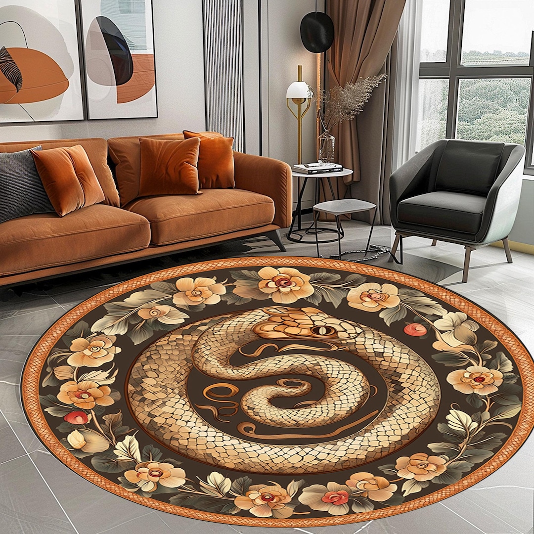 Snake Round Rug,mystic Snake Rug,snake Design Rug,snake Pattern Rug ...