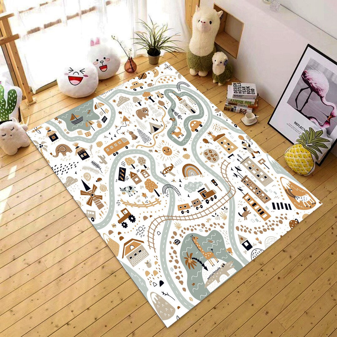 Road Pattern Rug Babyshower Rug City Map Rug Gift for Him - Etsy