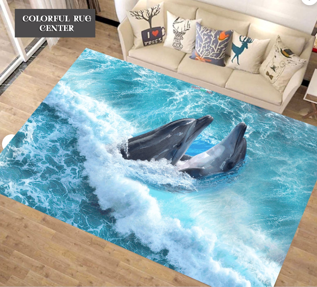 Dolphin Fish, Dolphin Rug, Ocean Rug, Sea Animal Rug, Nautical Decor ...