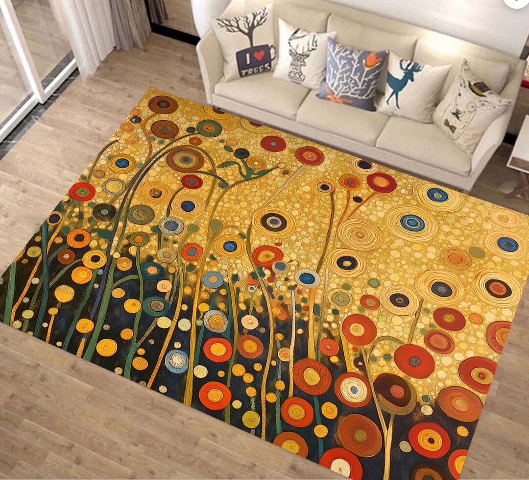Gustav Klimt Floral Rug: Bohemian Botanical Art Decor - Etsy