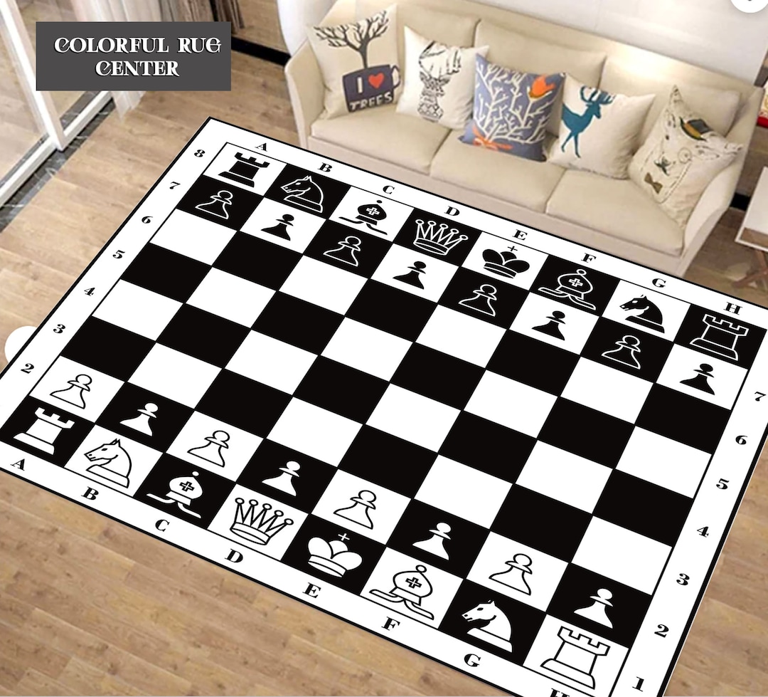 Chess Rug, Chess Set Rug, Game Room Rug, Kids Room Rug, Gift for Chess ...