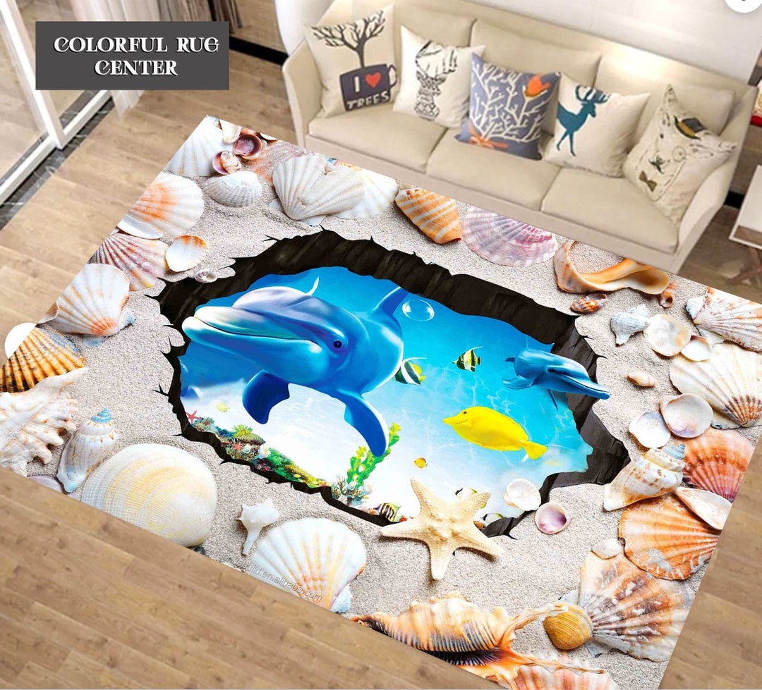 Dolphin Fish, Dolphin Rug, Ocean Rug, Sea Animal Rug, Nautical Decor ...