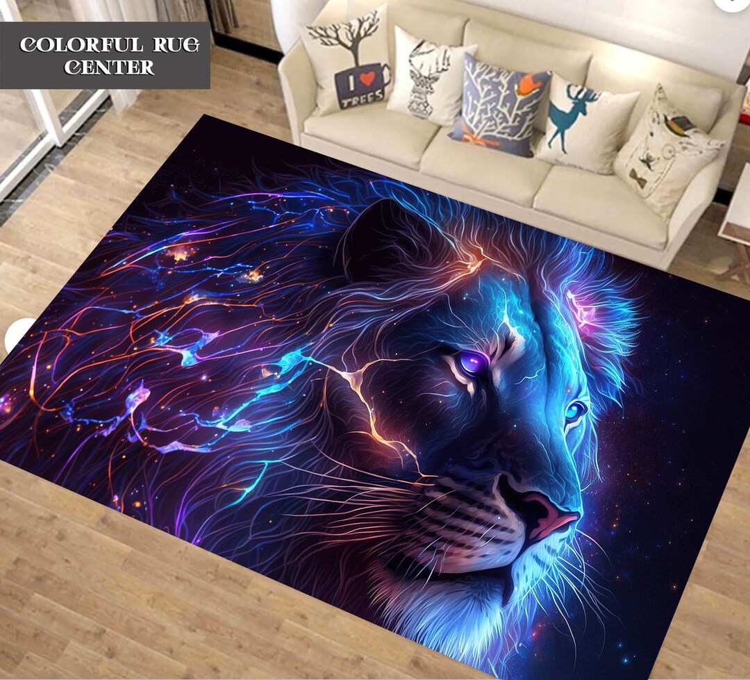 Neon Lion, Lion Rug, Lion Design Rug, Animals Rug, Fantastic Rug, Salon ...