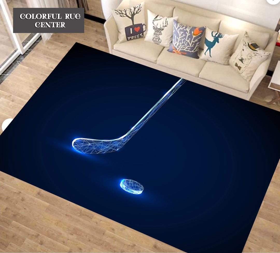Hockey Rug, Hockey Stick, Hockey Ball, Gift for Him, Kids Room Rug ...