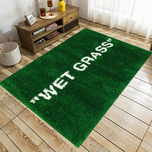 Wet Grass Pattern Rug: Green Non-slip Cotton Woven Rug - Etsy