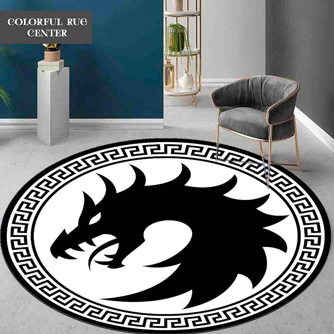 Greek Pattern Rug, Dragon Rug, Greek Key Round Rug, Greek Motifs Rug ...
